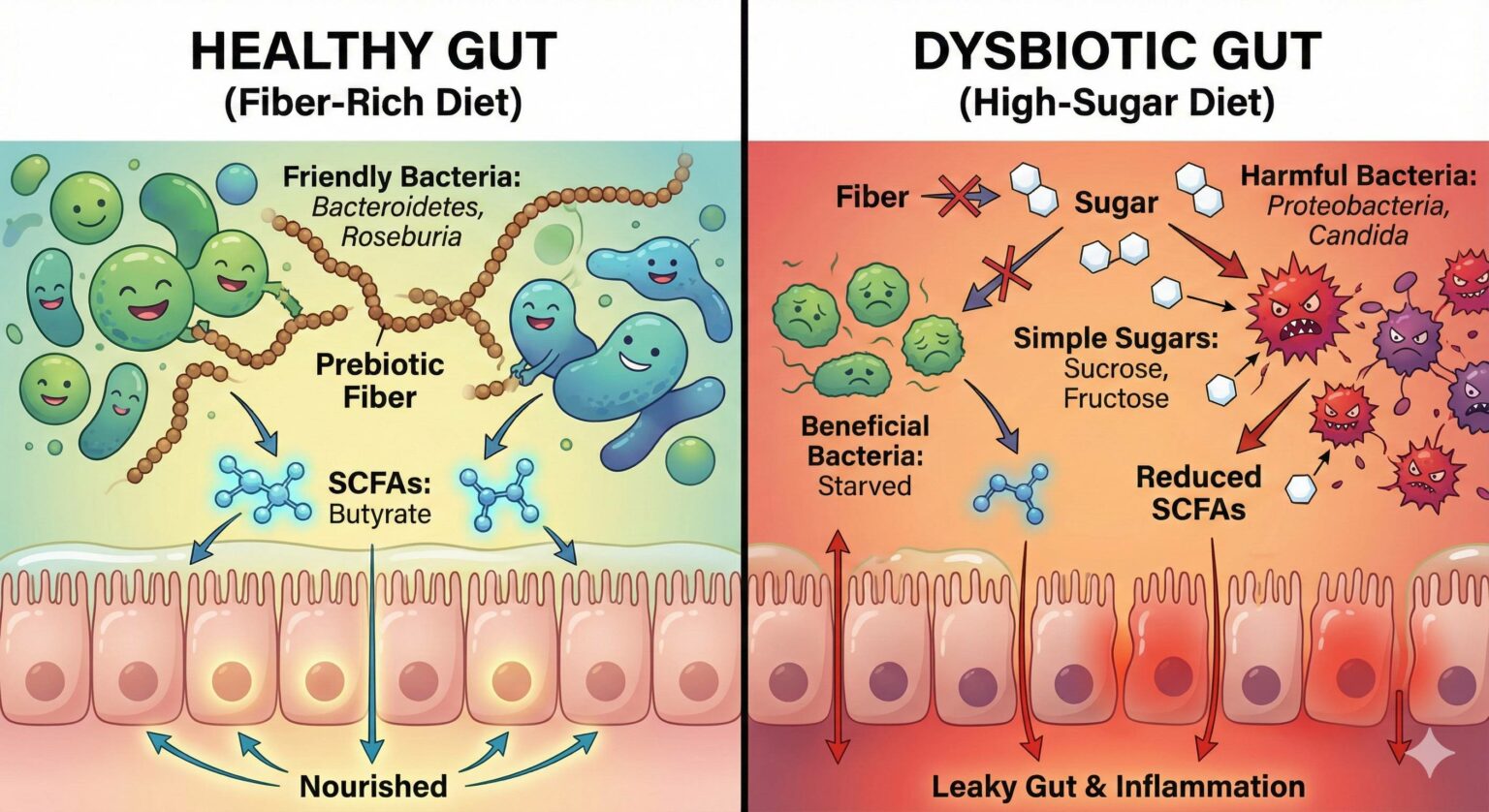 Can Sugar Cause Gut Dysbiosis and Slow SCFAs Production by Friendly ...